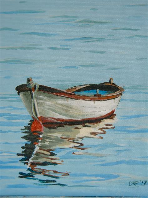 Water Colour Boat And Reflections Boat Art Reflection Art