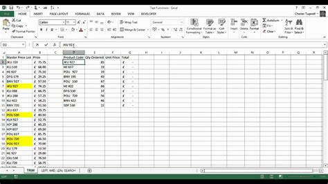 excel trim and vlookup remove trailing and extra spaces in lookup values