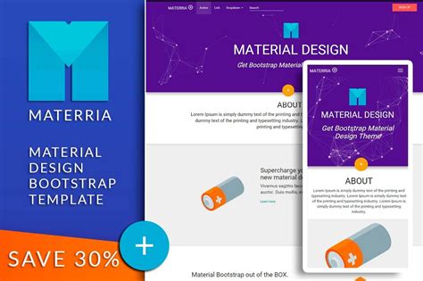 material design bootstrap materria ~ bootstrap themes ~ creative market