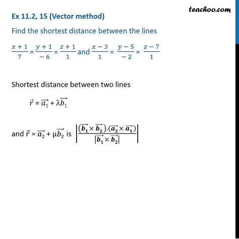 find shortest distance between lines 3d geometry vector cartesian