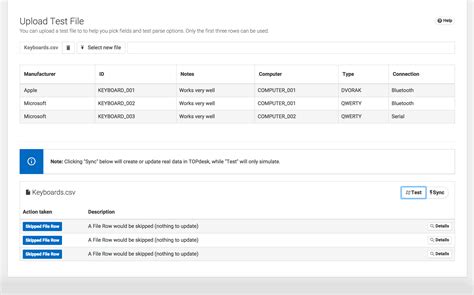 csv files → topdesk assets linknow io