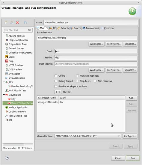 java eclipse maven run test with spring profile stack overflow