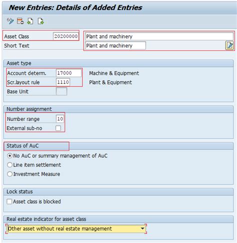 how to create asset classes in sap what is an asset class