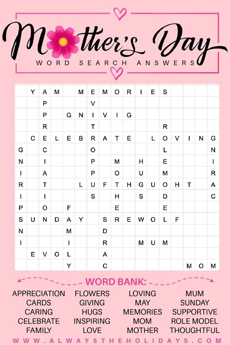 Get A Mothers Day Word Search Free Mothers Day Printable Worksheets