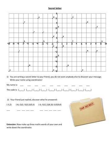 Coordinates Starter Secret Letter Teaching Resources