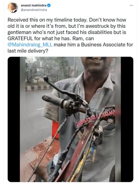 हाथ पैर न होने पर भी यह व्यक्ति चलाता है गाड़ी Anand Mahindra देने
