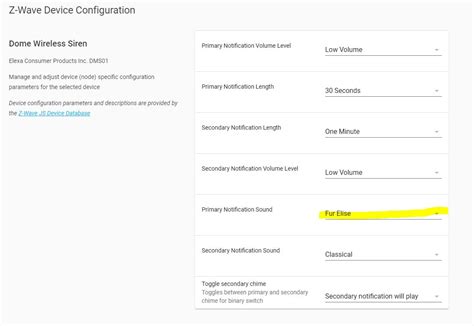 zwave js not taking new configuration for dome wireless siren z wave
