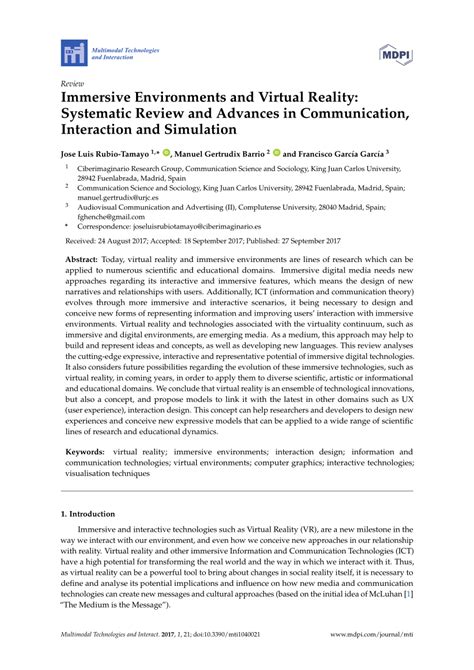 pdf immersive environments and virtual reality systematic review and