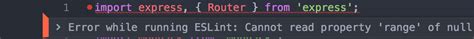 node js error while running eslint cannot read property