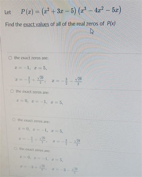 Solved Let P X X2 3x−5 X3−4x2−5x Find The Exact Values