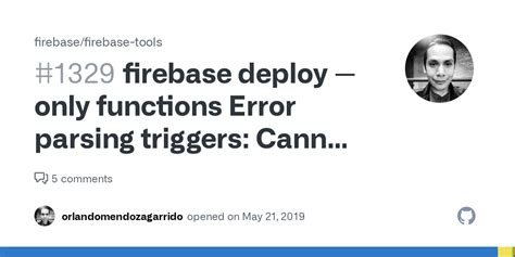 firebase deploy only functions error parsing triggers cannot find