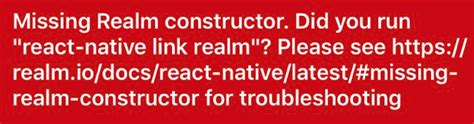 react native link fails on realm stack overflow