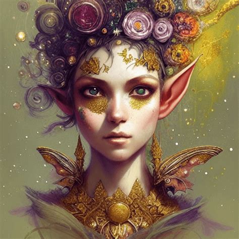 Whimsical Detailed Fantasy Elf Portrait · Creative Fabrica