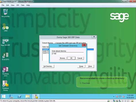 sage 300 how to create a backup using database dump formerly accpac