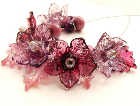 Lampwork Glass Flower Beads For Jewelry Making A Romantic Bouquet Set