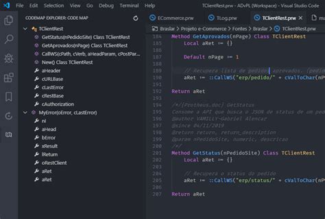 usando outline visão estruturada com advpl no vscode