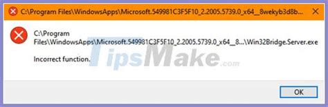 incorrect function error message windows diary