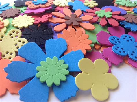 Self Adhesive Flowers Set Of 50 Different Eva Foam Flower Die Etsy