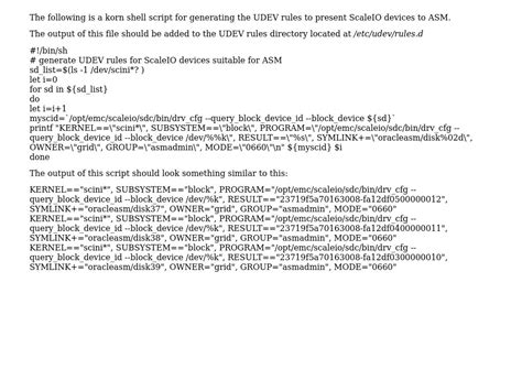 shell script for udev rules oracle asm on scaleio best practices