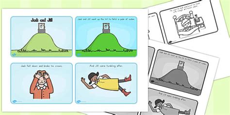 Jack And Jill Story Sequencing 4 A4 Black And White Australia