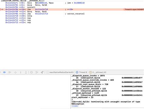 ios react native app crashes when release mode set in xcode stack
