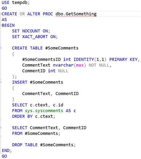 avoiding invalid object name errors with temporary tables