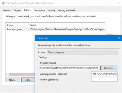powershell script does not run as scheduled task