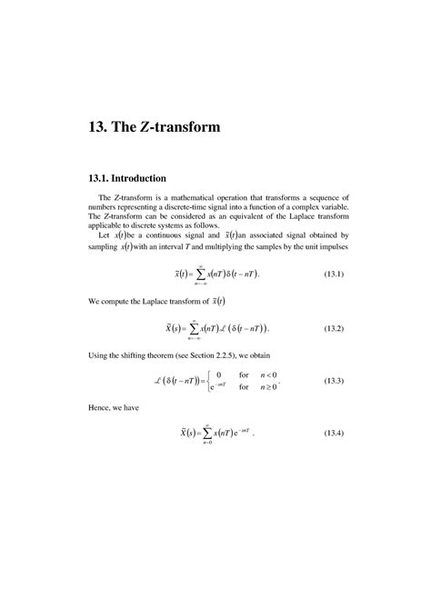 The Z Transform Important Topic Of The Z Transform 13 The Z