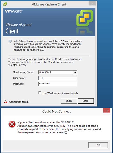 solved cannot logon to esxi with vsphere client vmware technology