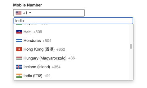 country searched for in country dropdown is showing at the bottom