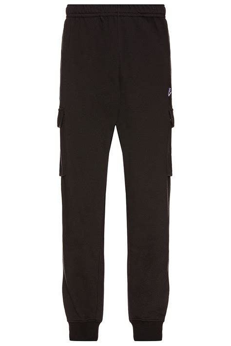 Nike Nsw Club Cargo Pant Straight Leg In Black And White Revolve