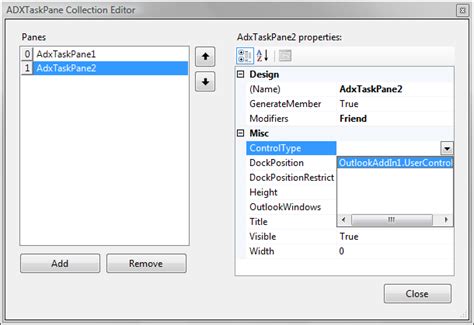 create custom outlook excel task panes actions pane in vsto