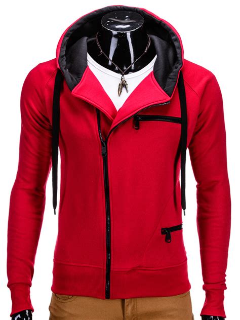 Mens Hoodie With Zipper Red B595 Modone Wholesale Clothing For Men