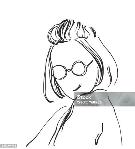 Sketsa Wajah Wanita Cantik Ilustrasi Vektor Yang Digambar Tangan