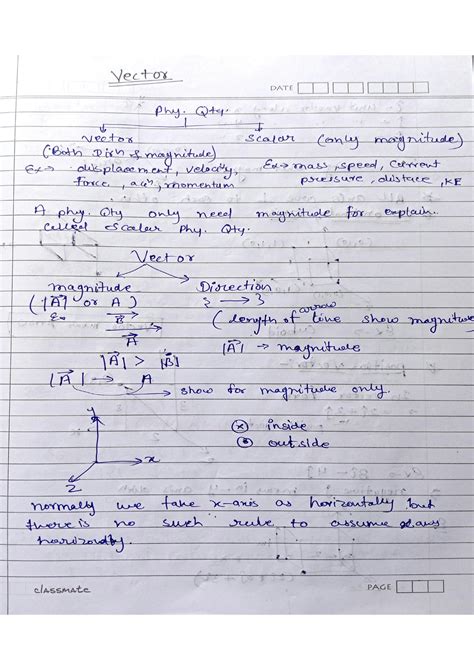Image result for Vector and Calculus Class 11 Physics Handwritten Short Notes