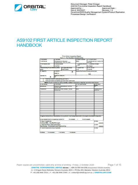 Image result for Net-Inspect Fair Example AS9102 Page 3