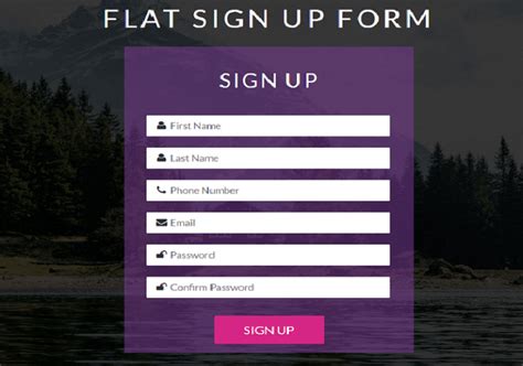 Image result for Sample HTML Sign Up Form with Label Template