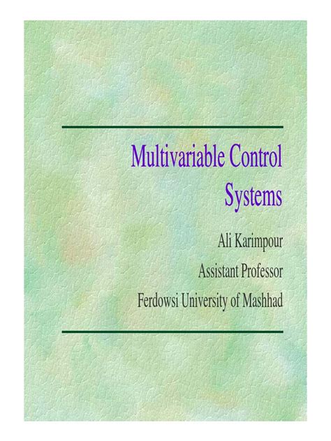 Image result for Multivariable Control