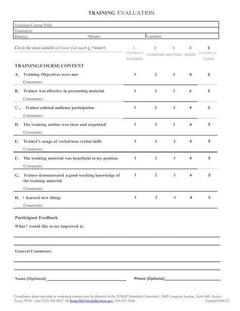 Image result for Training Class Evaluation Form Sample
