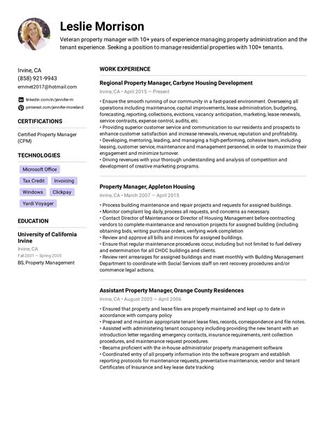 Image result for Property Manager Resume Examples/Samples