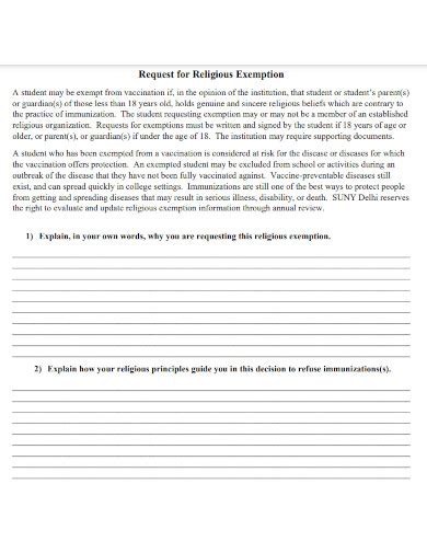 Image result for Answers for Religious Exemption Form
