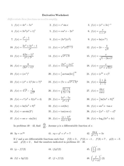 Image result for Derivative Function Graph Worksheet