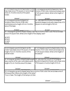 Image result for Volume of a Triangular Pyramid Worksheet.pdf