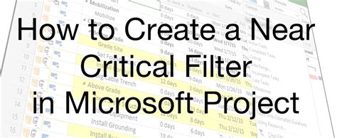 Image result for MS Project Using Critical Filter