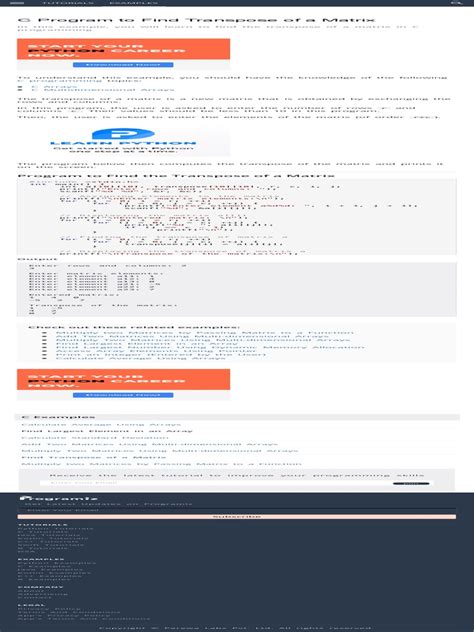 Image result for C Program to Find the Transpose of a Matrix Using Functions