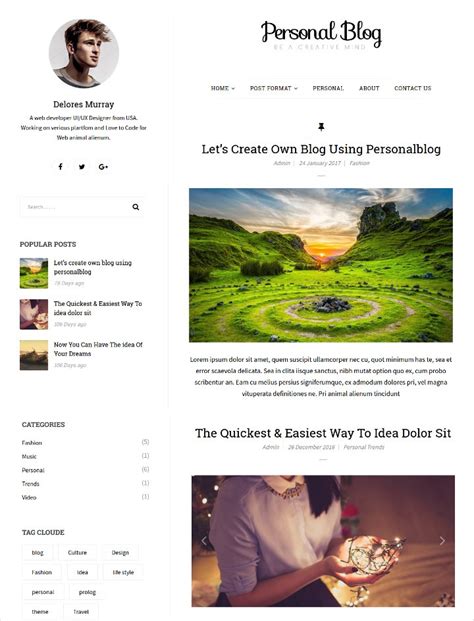 Image result for Personal Blog Template Example