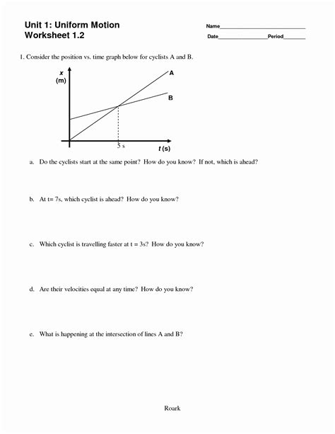 Image result for Motion Graphs Worksheet Answers