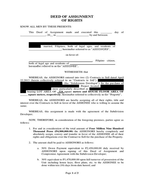 Image result for Deed of Assignment