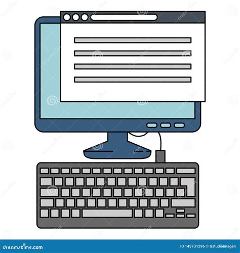 Computer Desktop with Webpage Template Stock Illustration ...