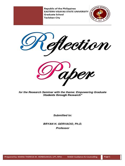 Image result for Reflection Paper Thesis Example